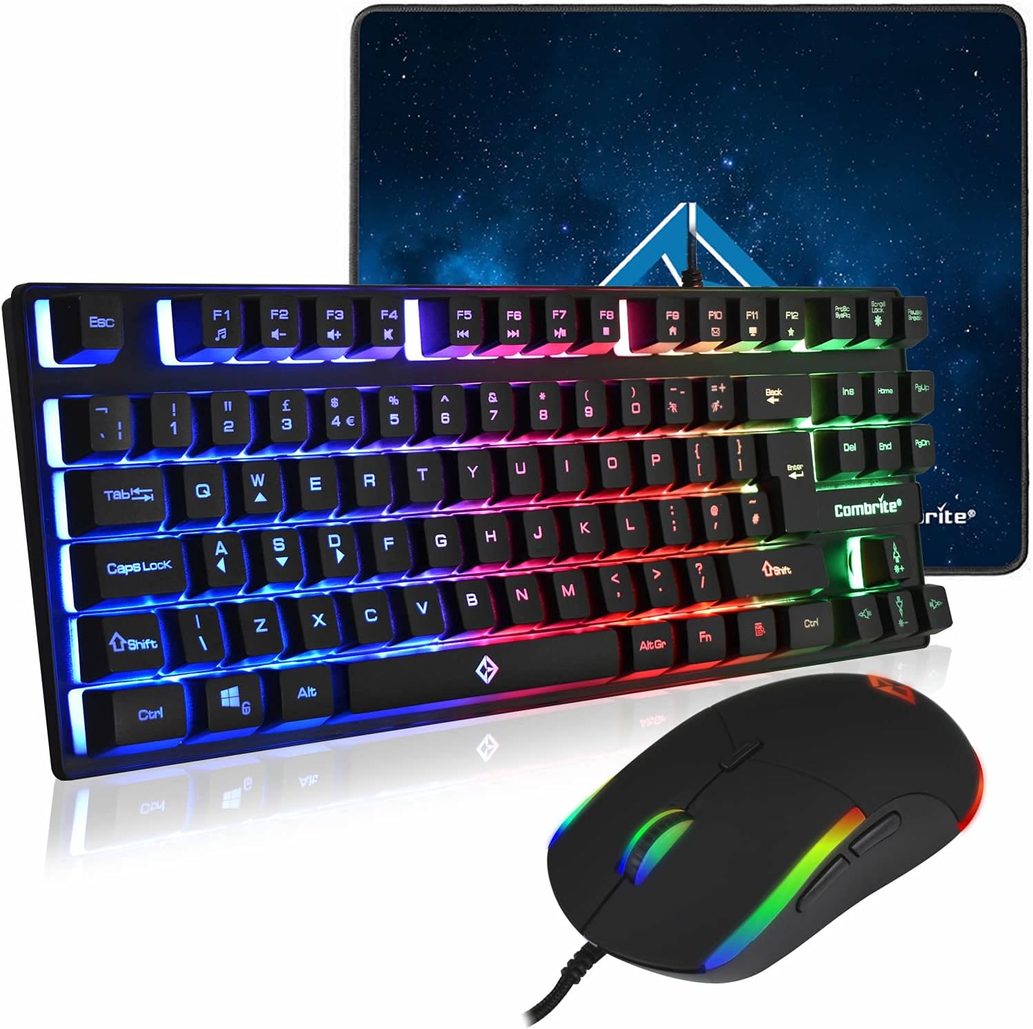 Rii Gaming Keyboard and Mouse,RGB Light Up Keyboard and Mouse Set for ...