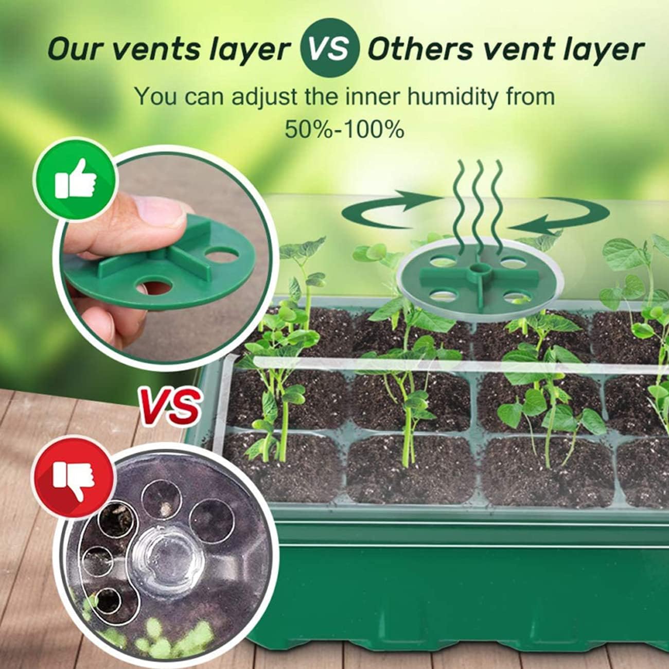 5 Pack Seed Propagator Trays Seedling Starter with Adjustable Humidity ...