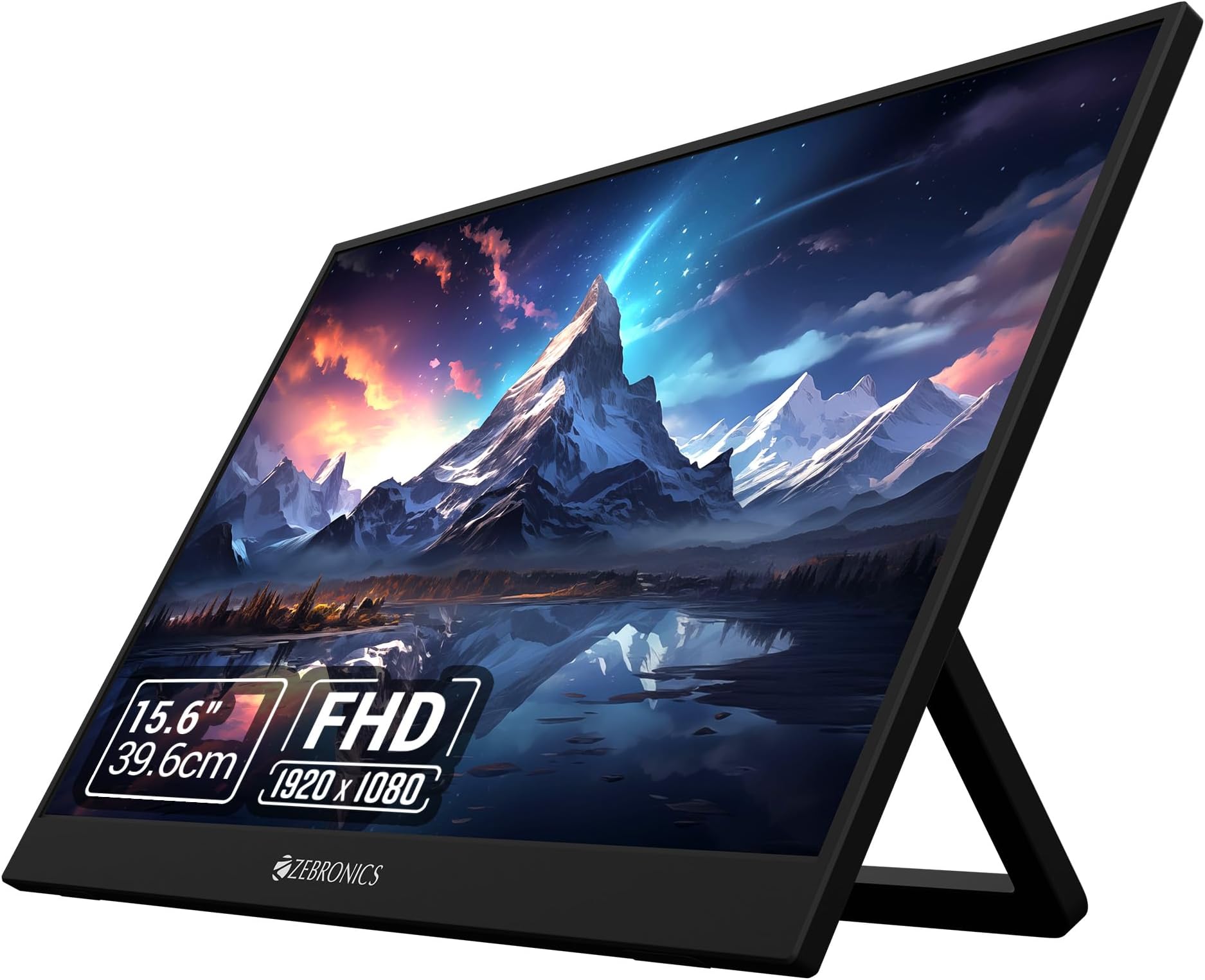 ZEBRONICS Pixigo A16, 15.6 inch Portable Monitor, FHD 1080p, 180 ...