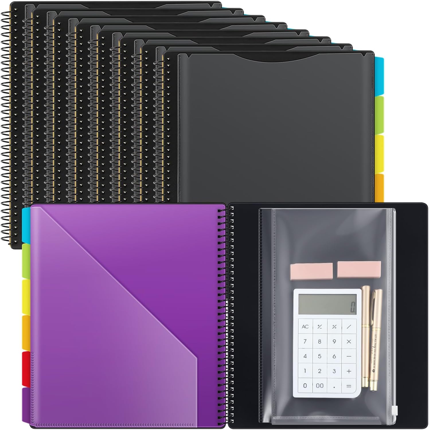 Amazon.com : Yeaqee 8 Pack 24 Pocket Project Organizer Binder Folders ...