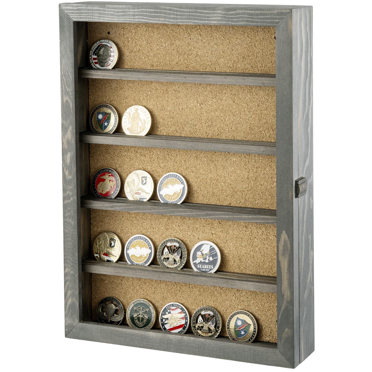 Amazon.com: MyGift Wall Mounted Vintage Gray Solid Wood Challenge Coin ...