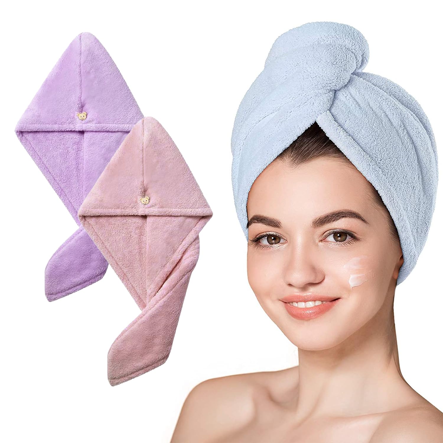 Yellow Weaves Microfiber Hair Towel Wrap Women Super Absorbent Head ...