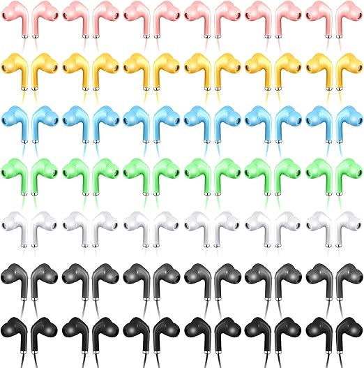 Amazon.com: 50 Pack Bulk Earbud Headphones with Mic Assorted Colors ...