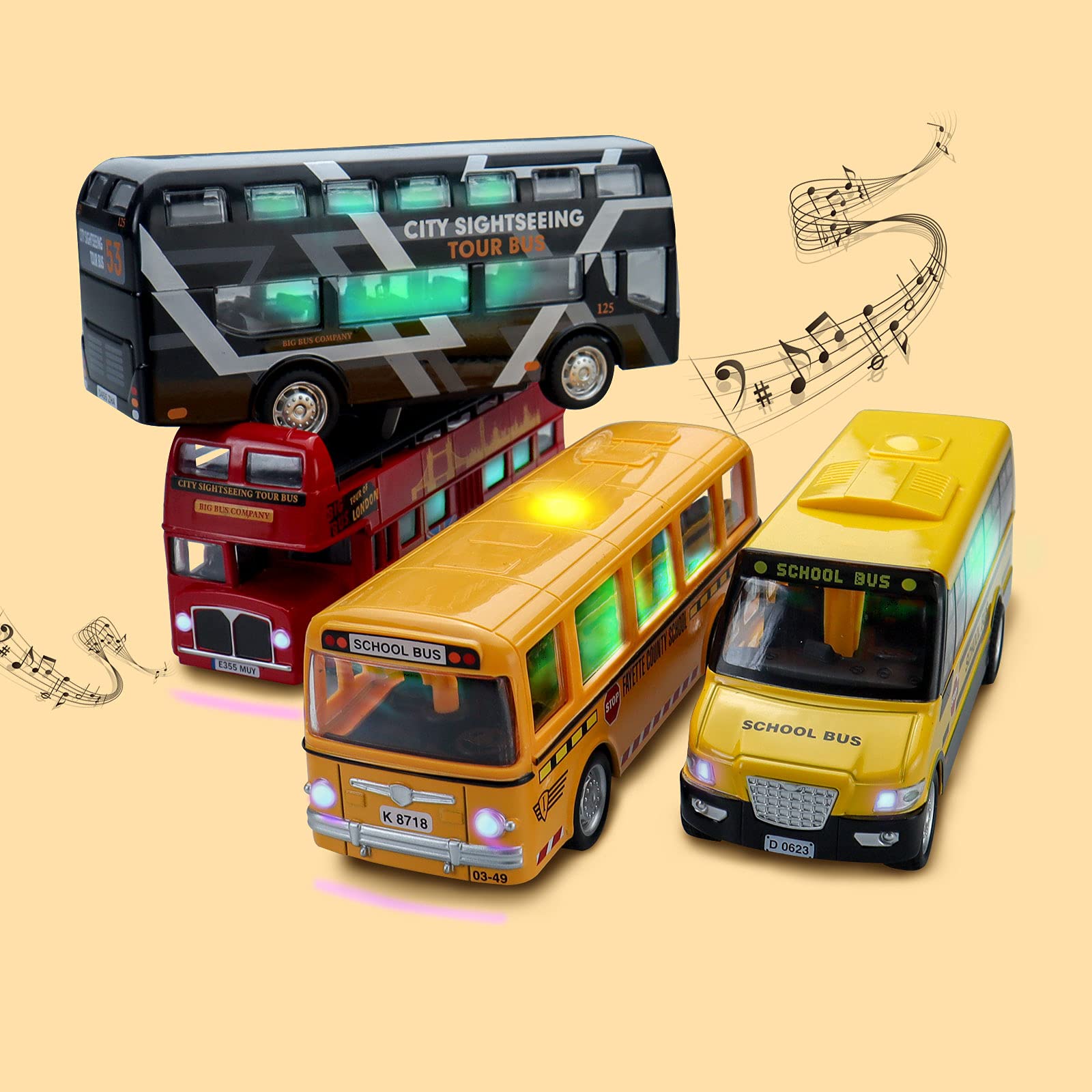 CORPER TOYS Bus Toys Die Cast Metal Toy Cars Pull Back School Bus ...