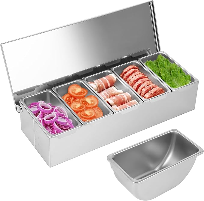 Amazon.com: AshKiz Pizza Topping Station, Stainless Steel Pizza Topping ...