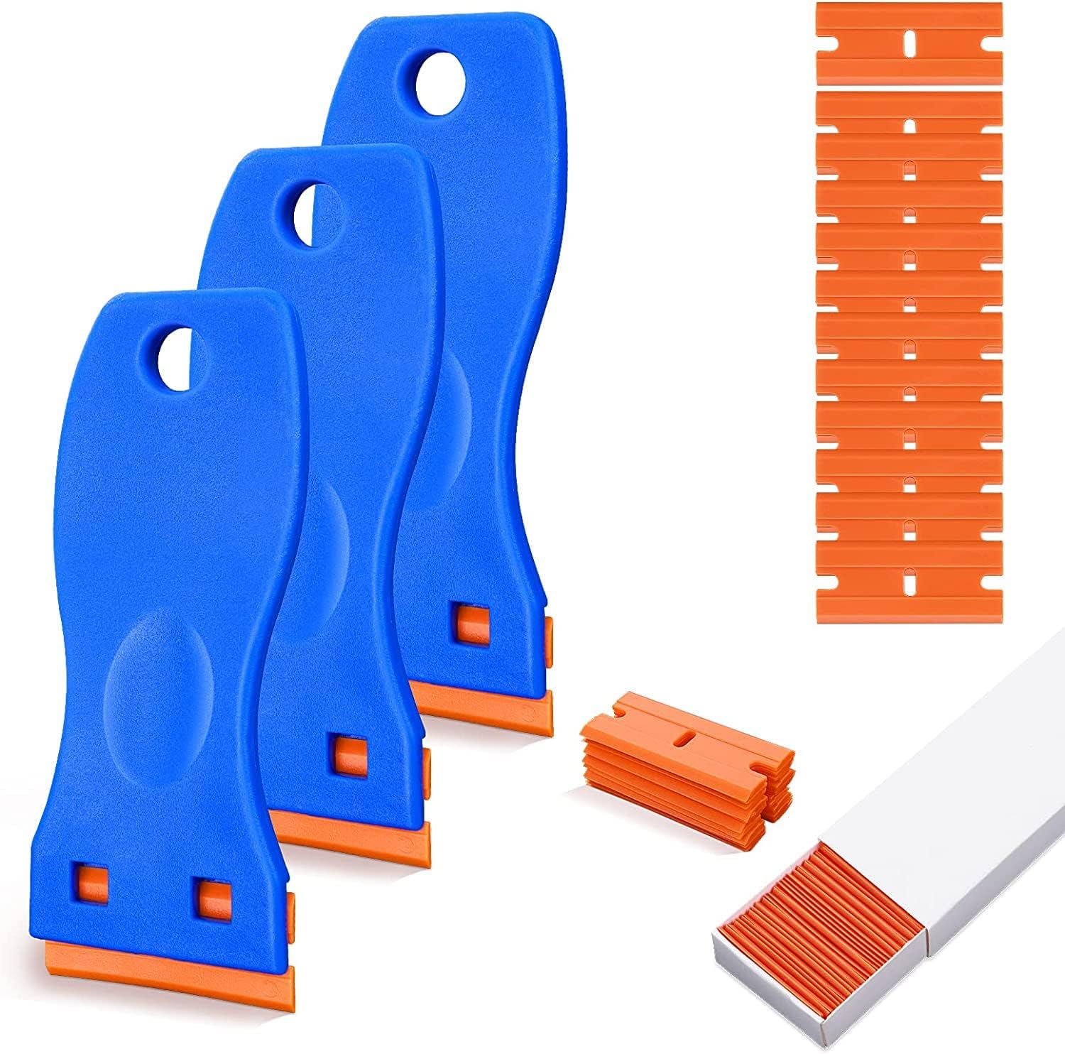 BANSHAN 3 Plastic Scraper Tools, Clean Shaver with 1 Box of Blades, Car ...