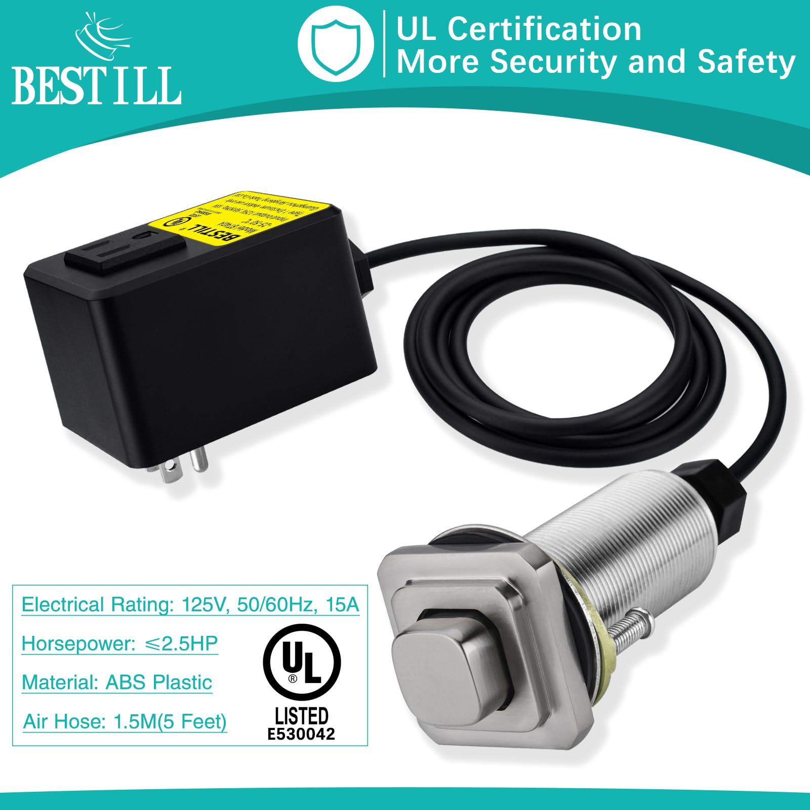Snapklik.com : Garbage Disposal Air Switch Kit, UL Listed, Cordless ...