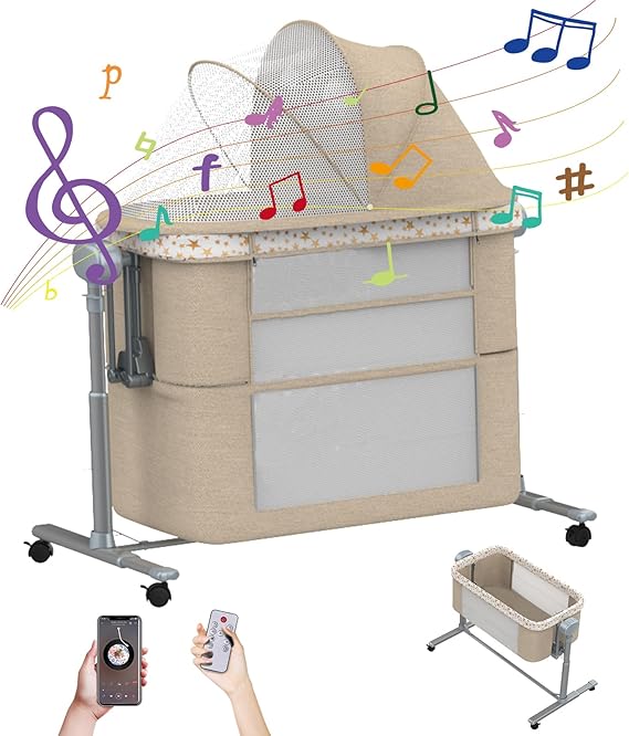 Amazon.com: Electric Rocking Bassinet for Baby, 6 and 1 Baby Bedside ...