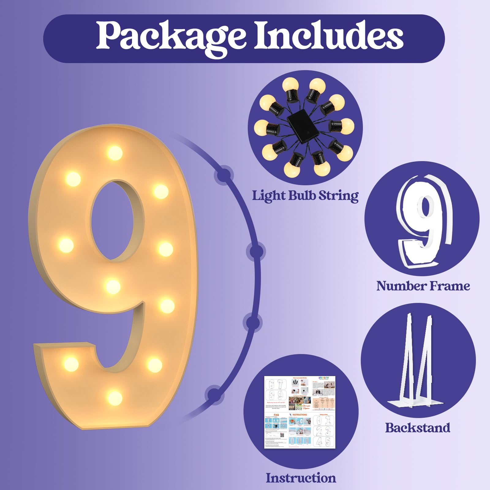 Snapklik.com : 4FT Light Up Numbers, Large Marquee Numbers For 9th 19th ...