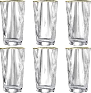 Amazon.com | Glassware Drinking Glasses Set of 6 Household Stackable ...
