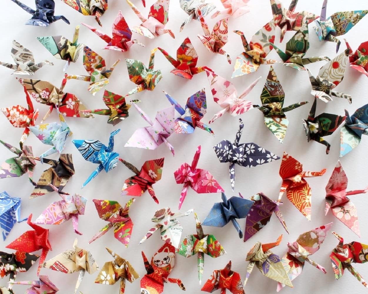Amazon.com : 50Pcs 10cm Rainbow Premade Origami Paper Cranes Folded ...