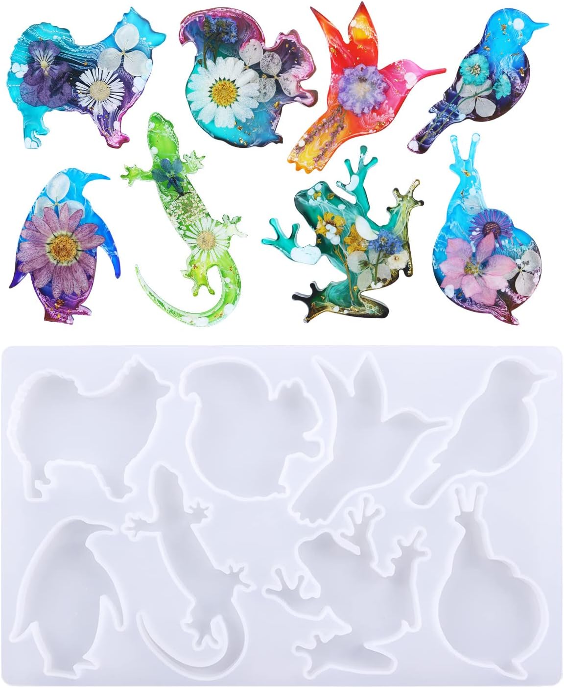 KAKOLOPT Silicone Animal Resin Mold Gecko Mould Lizard Hummingbird Dog ...