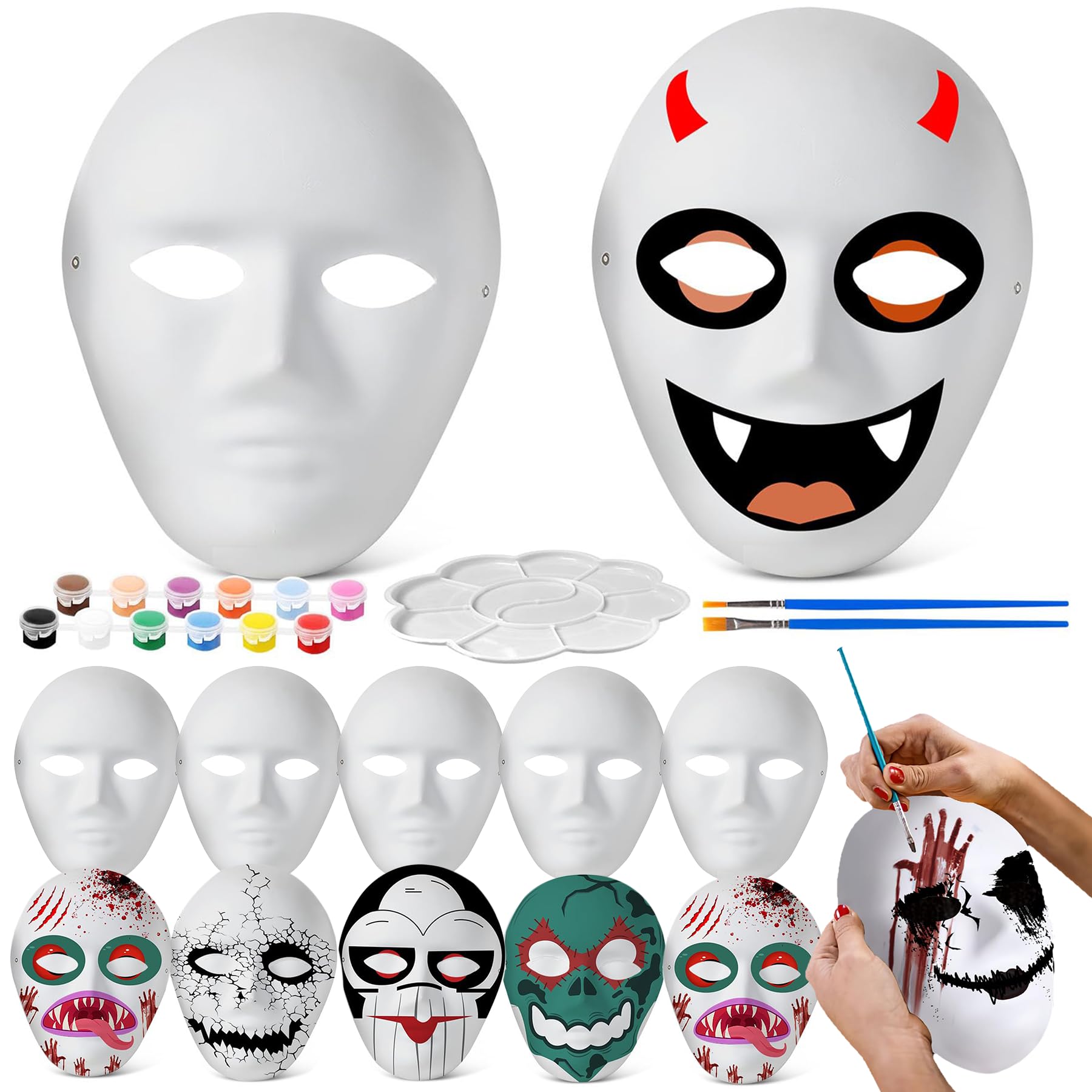 Halloween Mask Diy Blank Full Face Masks White Paper Mache | Desertcart ...