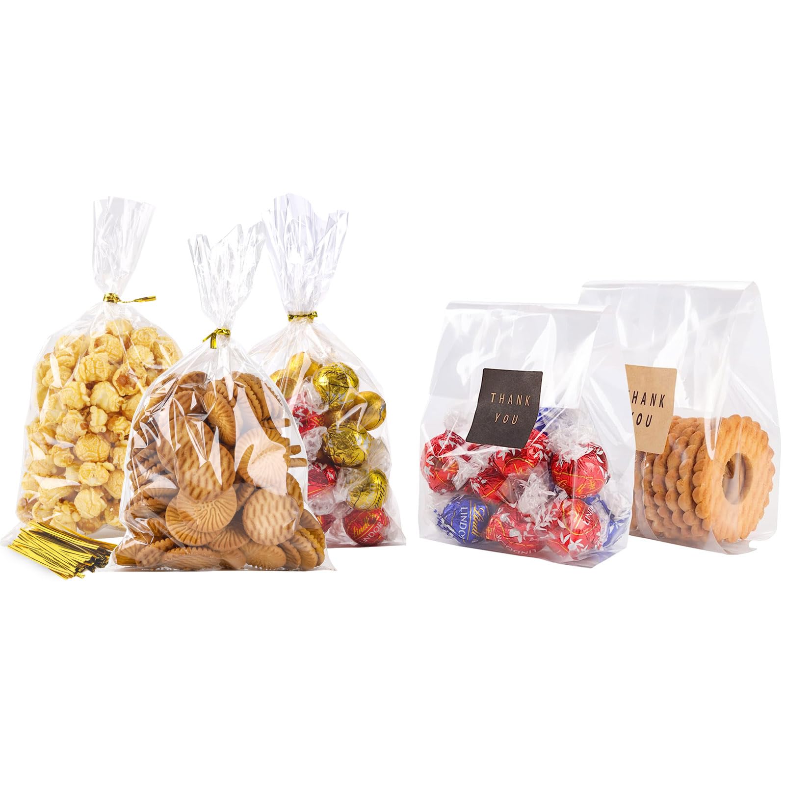 Amazon.com: LOKIQNG 100 PACK Cellophane Bags Plastic Treat Bags Clear ...