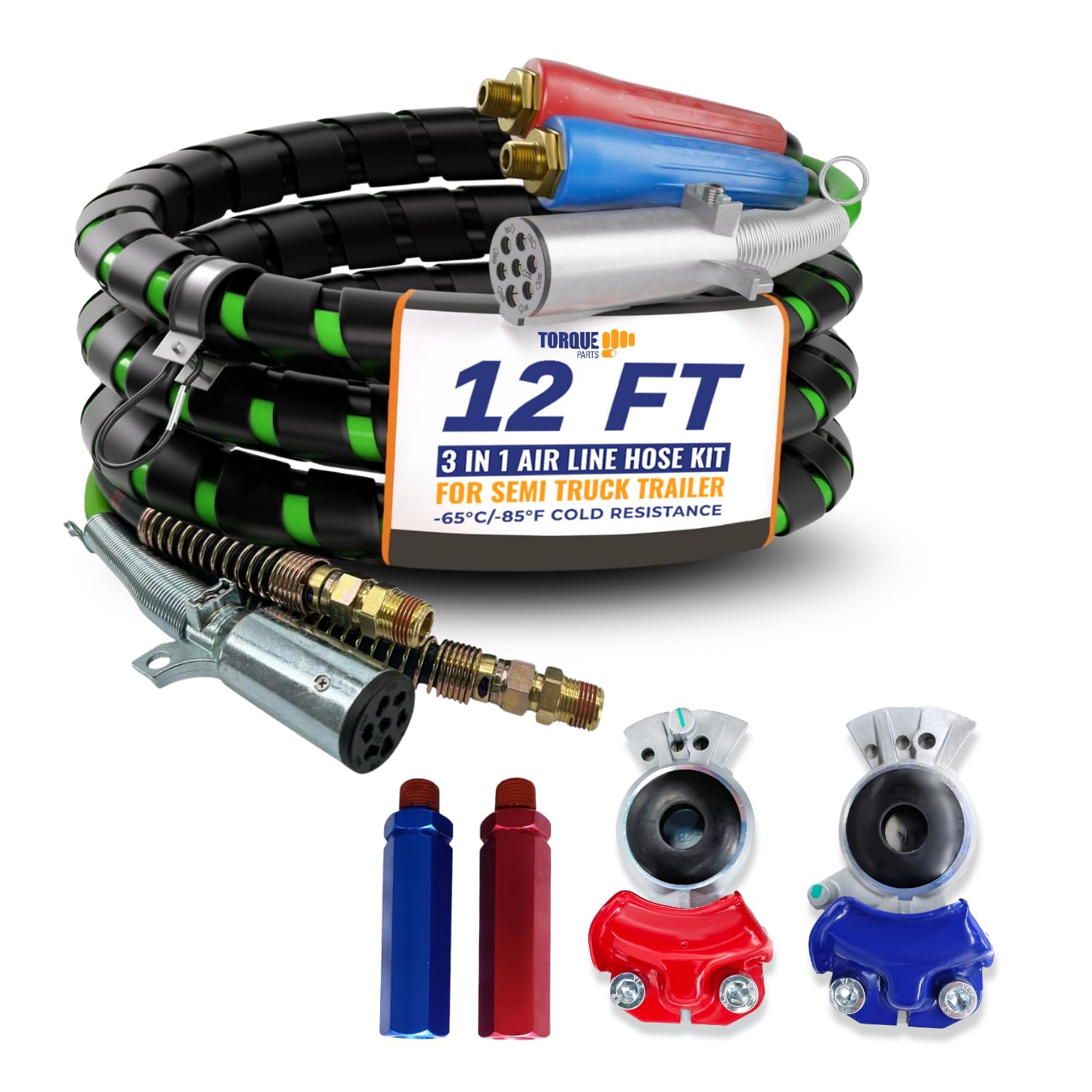 Snapklik.com : TORQUE 12ft 3 In 1 ABS & Air Power Line Hose Kit Airline ...