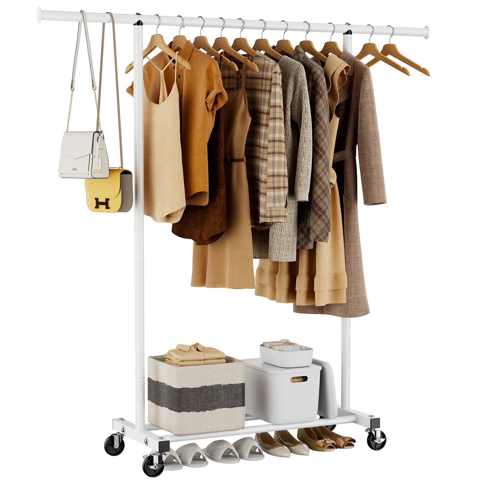 Amazon.com: HYSEYY Portable Clothing Clothes Garment Rack Wheels,46.5 ...