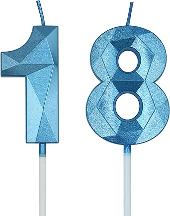 Amazon.com: 18th & 81st Birthday Candles for Cake, Blue Number 18 81 3D ...