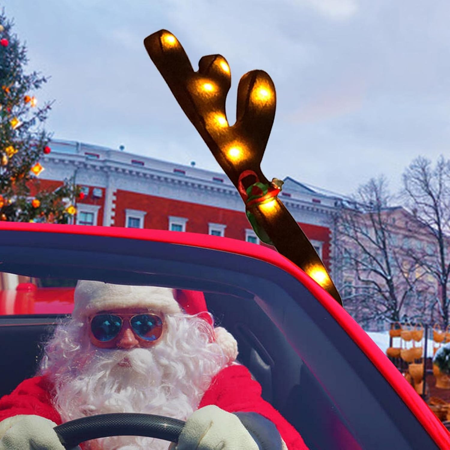 Kit de cuernos de reno y decoración de nariz de automóvil de Navidad ...