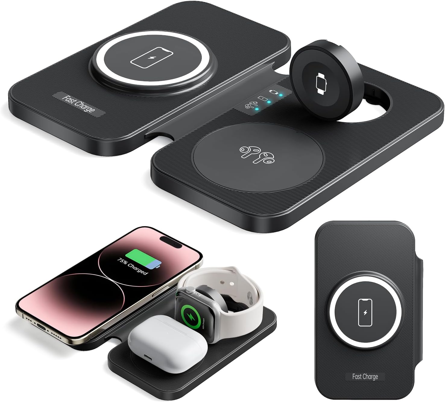 Amazon.com: Travel Portable Charger for iPhone and Watch Wireless Fast ...