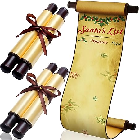 Amazon.com: Ctosree 2 Pcs Christmas Santa's Scroll Paper Naughty or ...