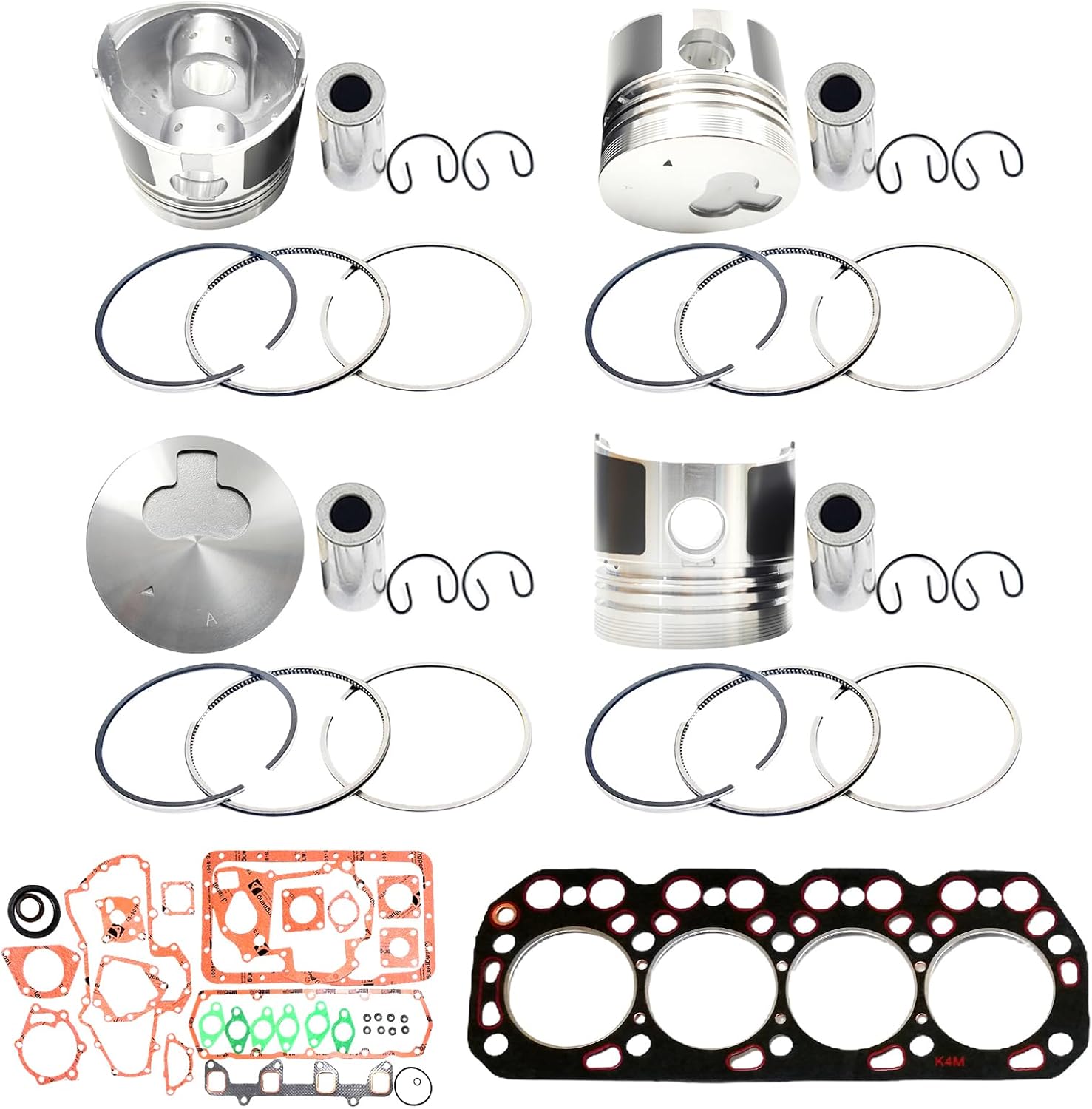 Amazon.com: Pmtihxu 4PCS K4M Piston + Piston Rings STD With Full Gasket ...