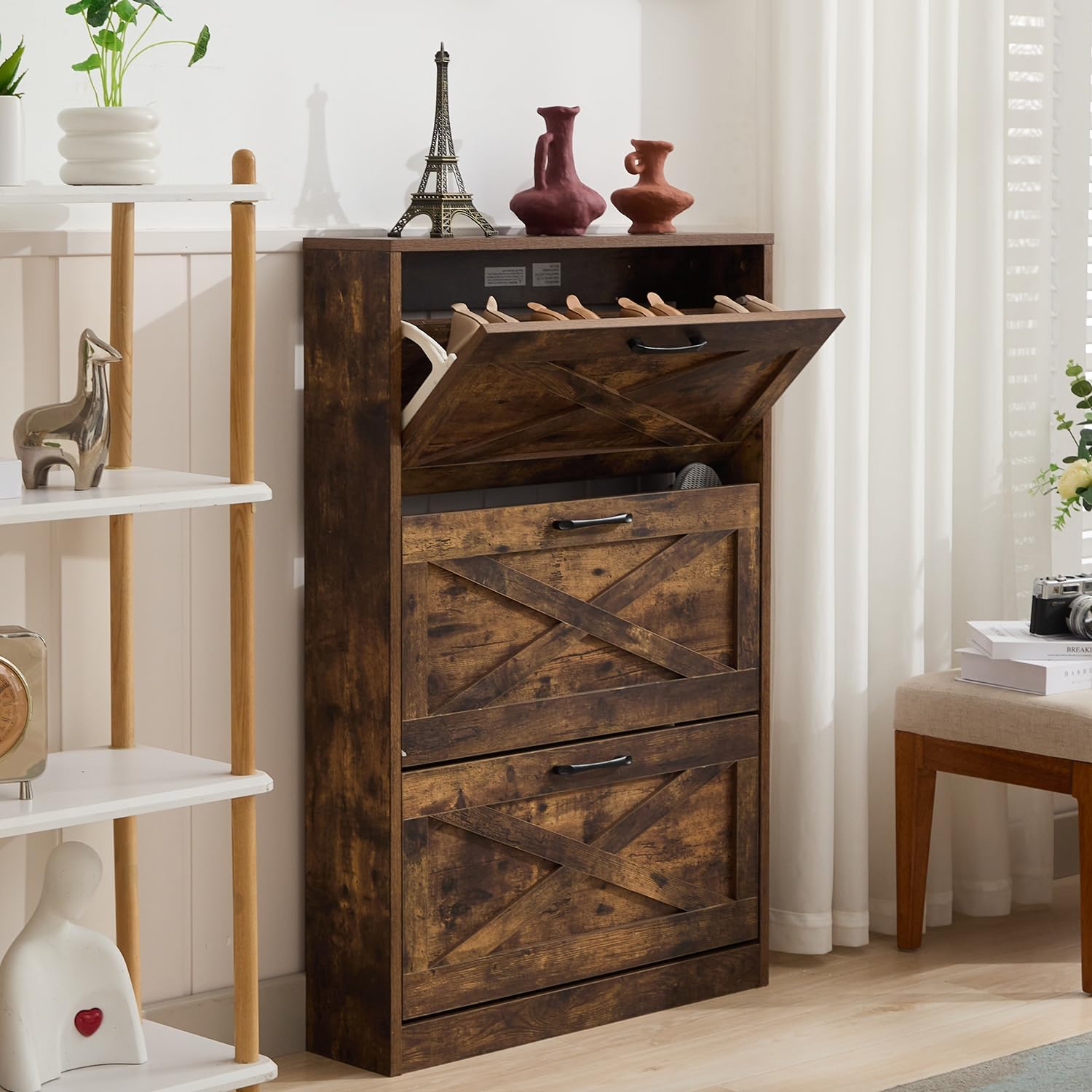 Amazon.com: SUNCROWN Shoe Cabinet Storage with 2 Flip Drawers ...