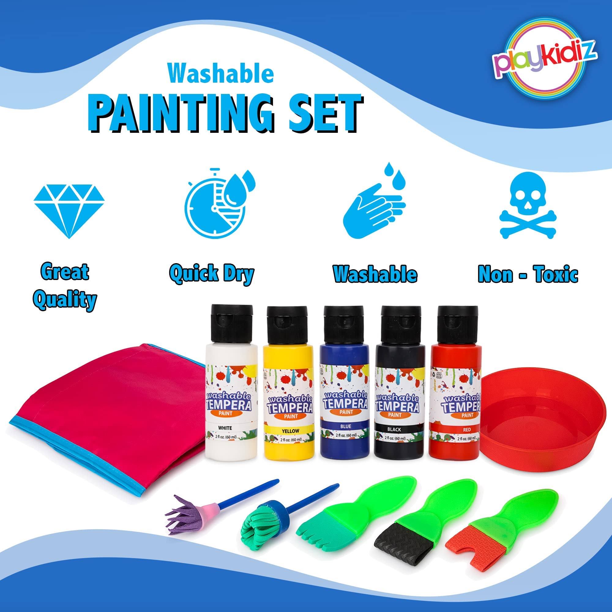Snapklik.com : Washable Kids Paint Set, 32 Piece Complete Paint Set For ...