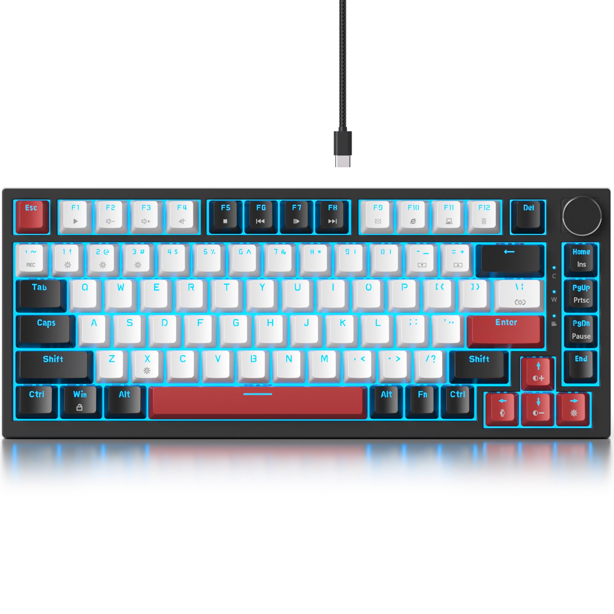 Amazon.com: Guffercty kred 75% Percent Mechanical Keyboard with Knob ...