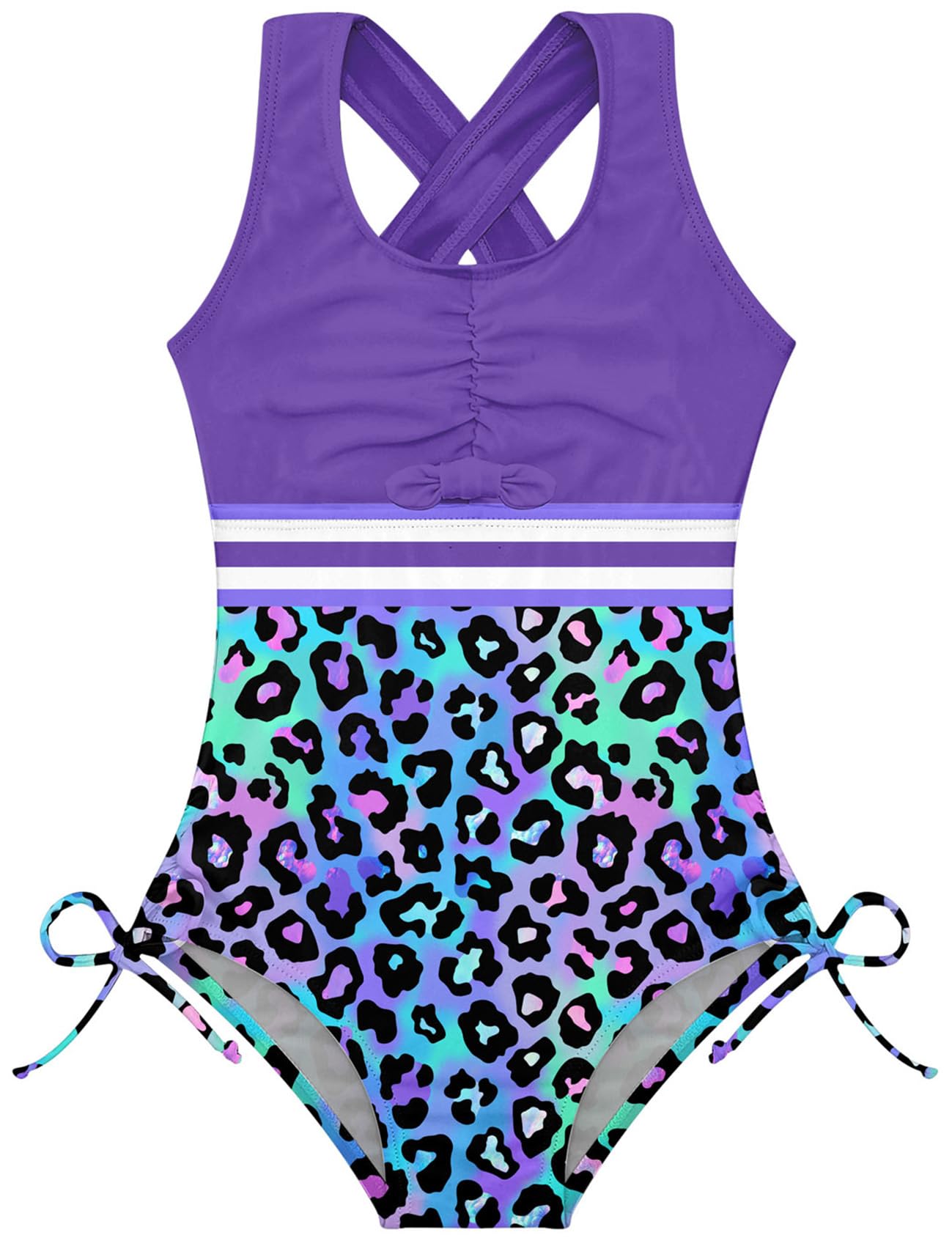 Snapklik.com : Girls Bathing Suit Rainbow Leopard Competitive Swimsuit ...