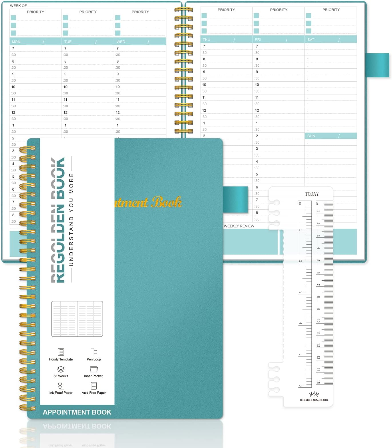 Amazon.com : Weekly Appointment Book Planner Undated, Regolden-Book ...