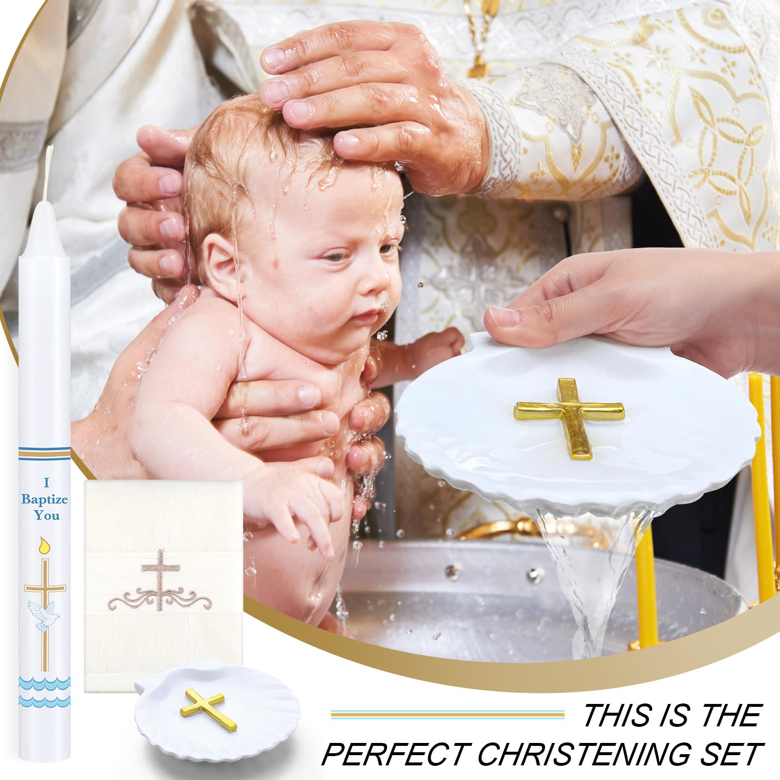 Snapklik.com : 4 Pcs Baptism Candle Set For Boy Girls Included Baptism ...