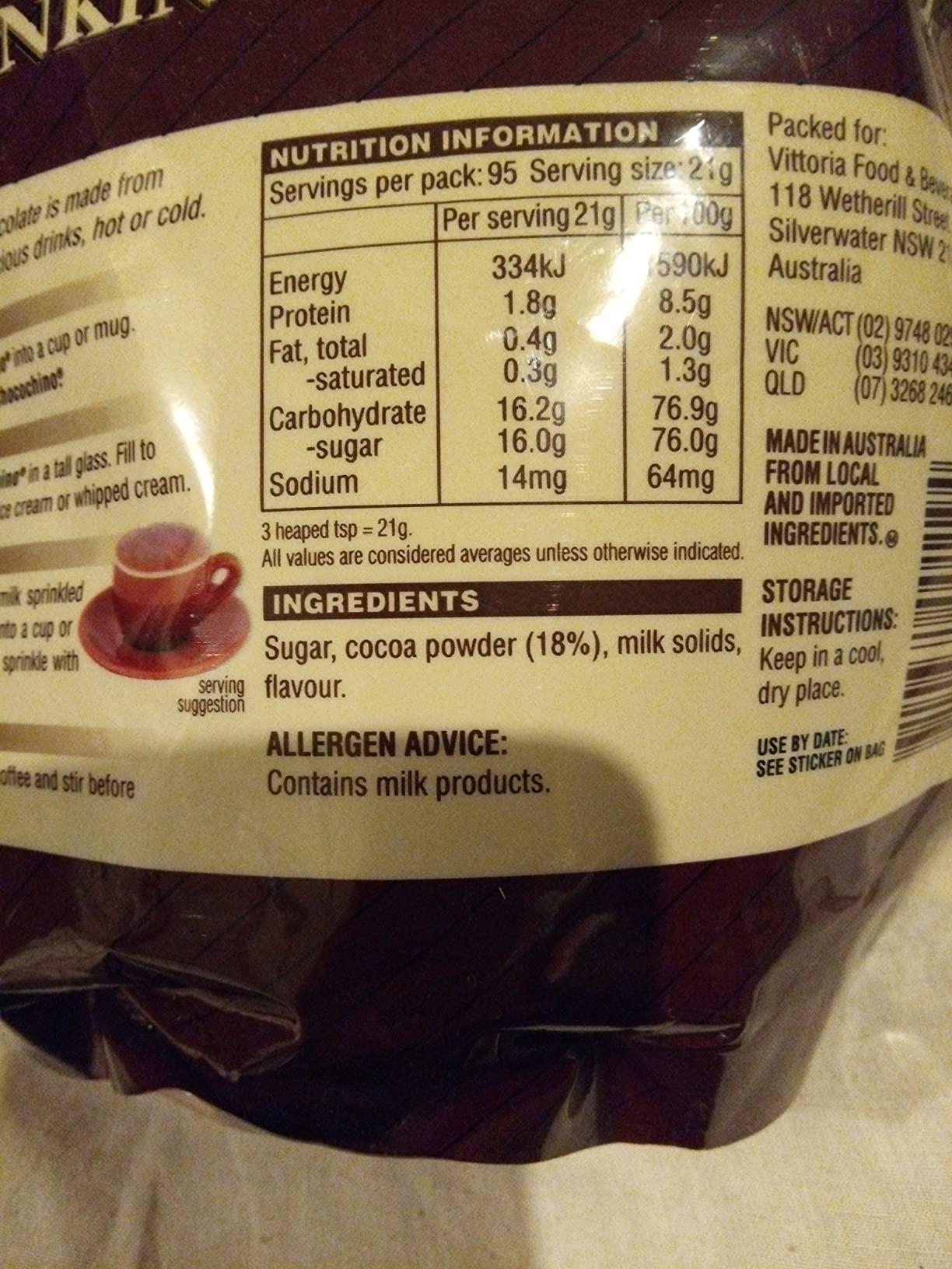 Vittoria Chocochino Original Drinking Chocolate, 2 kg : Amazon.com.au ...