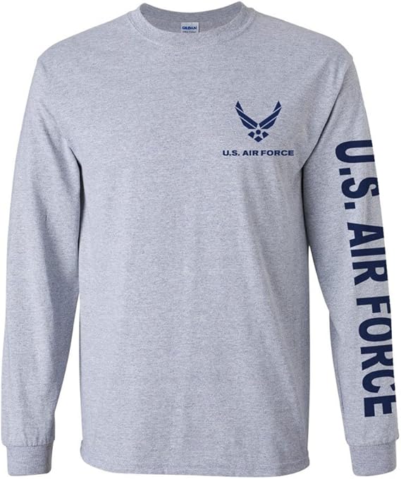 Amazon.com: U.S. Air Force Long Sleeve T-Shirt. Navy Blue or Sports ...