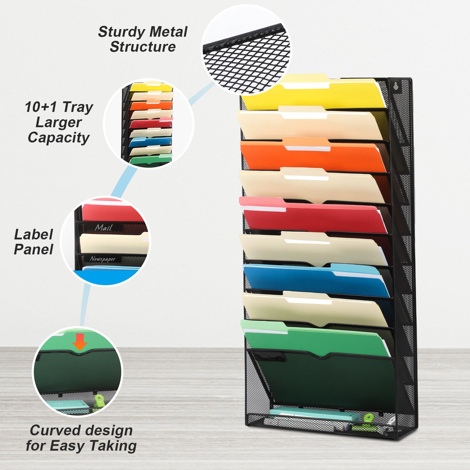 Snapklik.com : EASEPRES Desk File Organizer Mesh 11-Tier, Hanging Wall ...