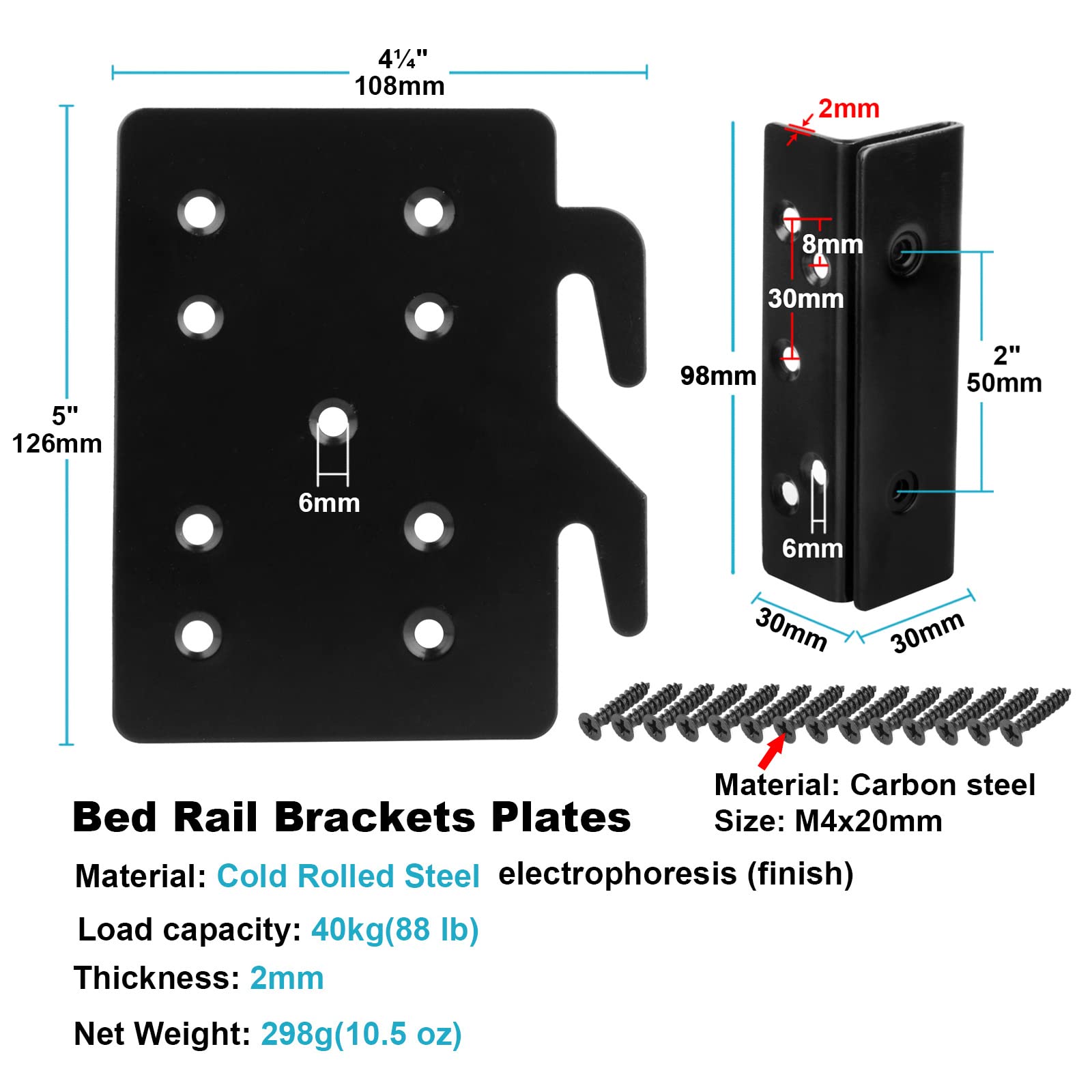 Snapklik.com : 4 Sets Bed Frame Bed Post Double Hook Slot Bracket, Cold ...