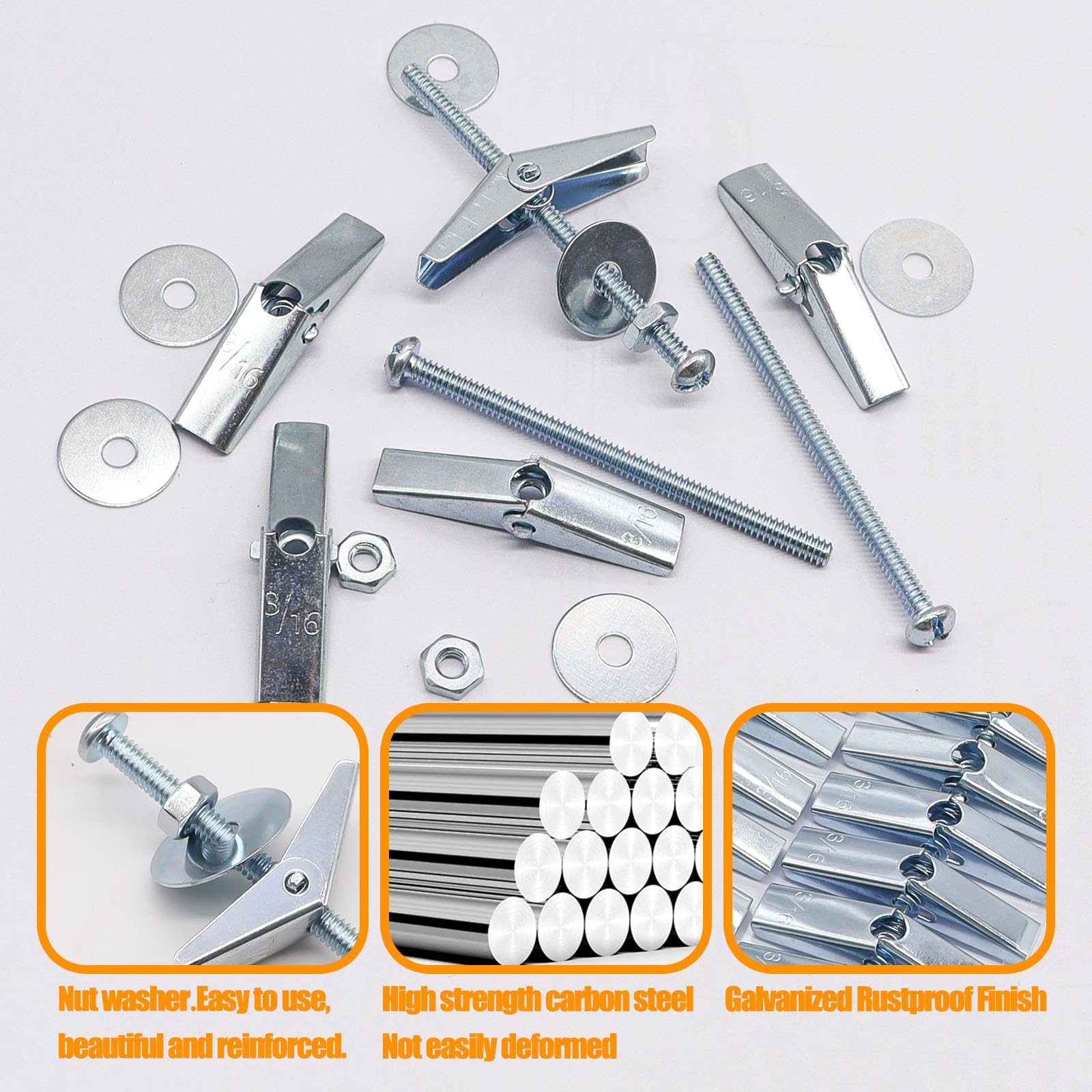 Snapklik.com : Weideer 92Pcs Toggle Bolts 3/16" Heavy Duty Drywall ...