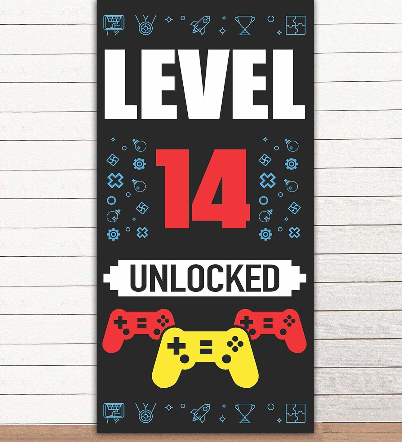 Amazon.com: Level 14th Unlocked Happy 14th Birthday Level Up Banner ...