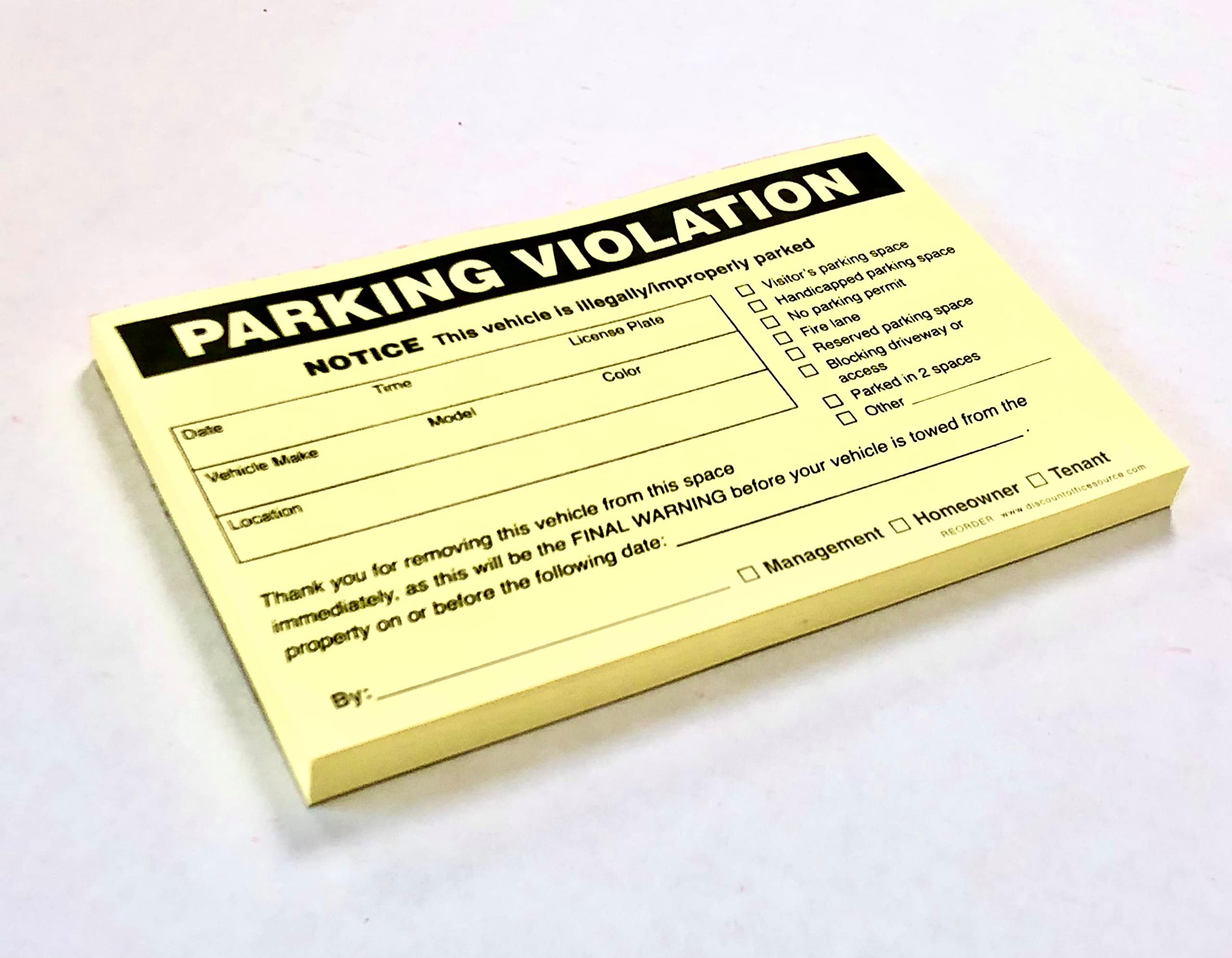 Amazon.com: "No Parking" Car & Truck Illegal Violation Warning Form ...
