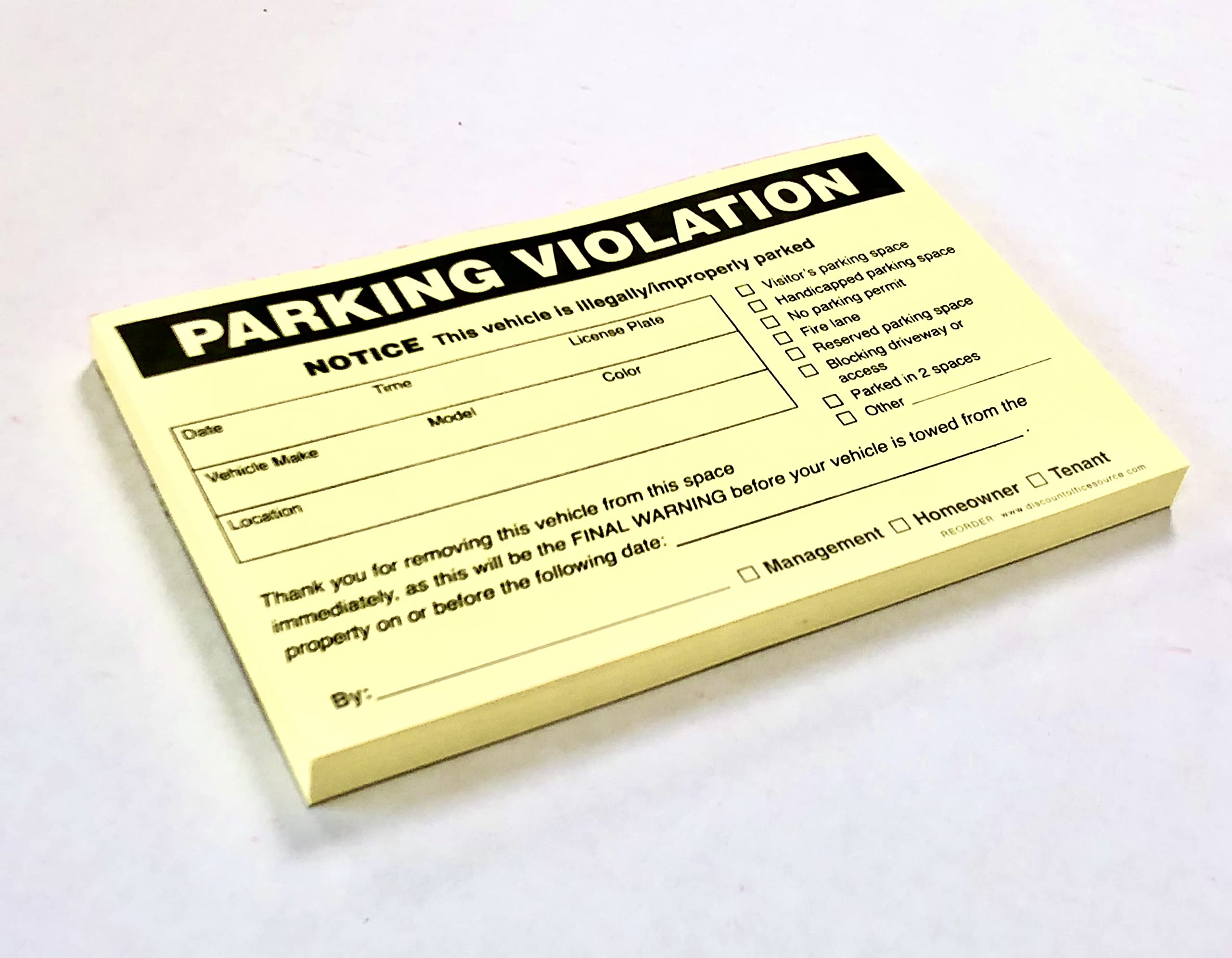 Amazon.com: "No Parking" Car & Truck Illegal Violation Warning Form ...