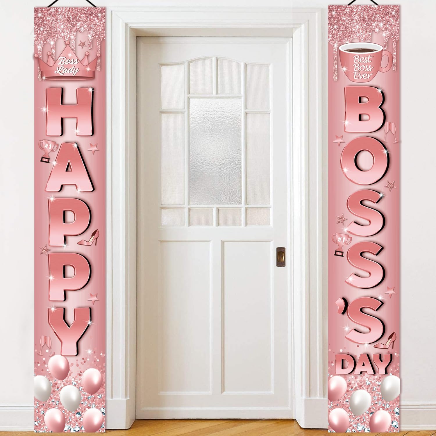 Amazon.com: Boss Day Banner, Bosses Day Decorations Rose Gold Happy ...