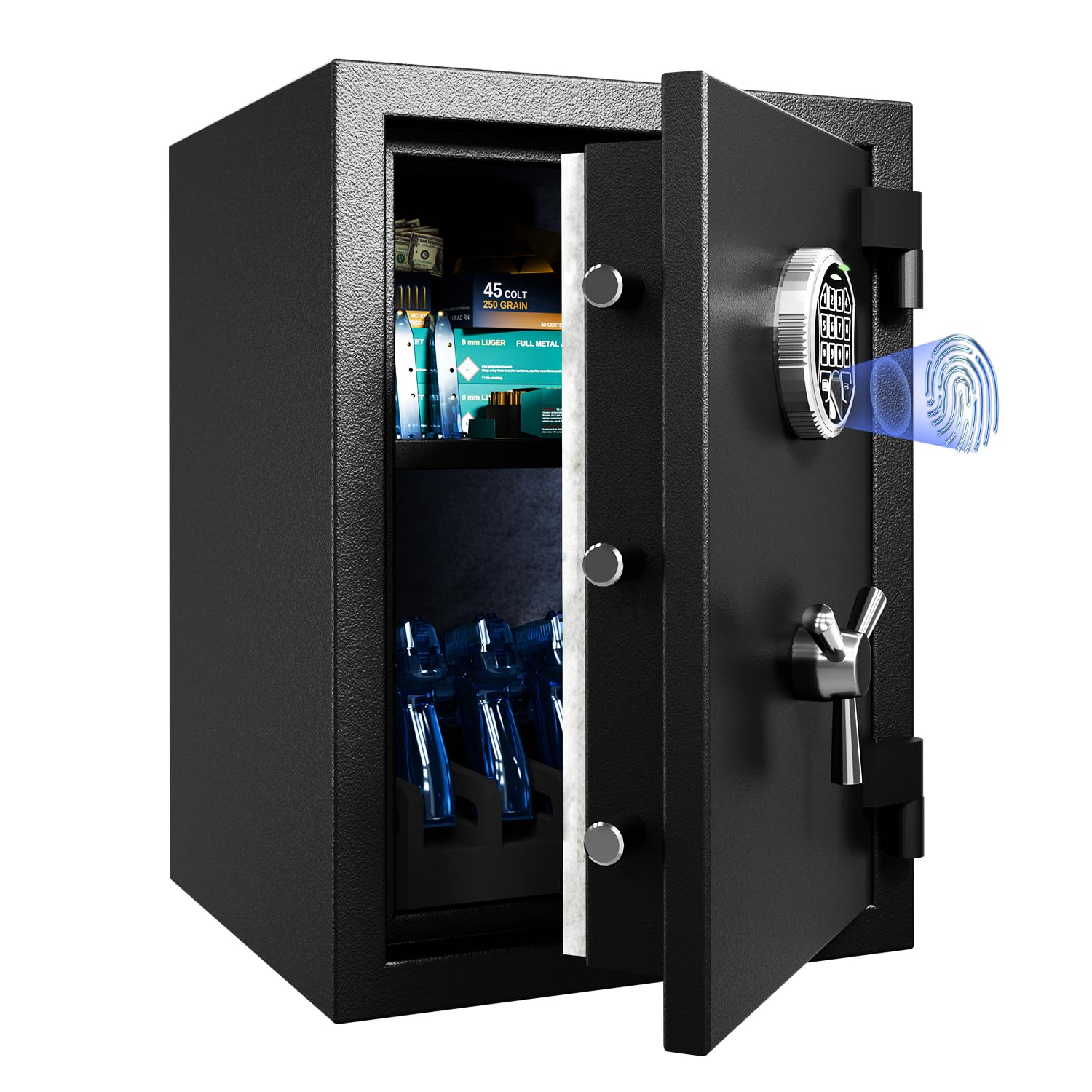 Fireproof gun safe, XDeer Fingerprint pistol Safe for Money Documents ...