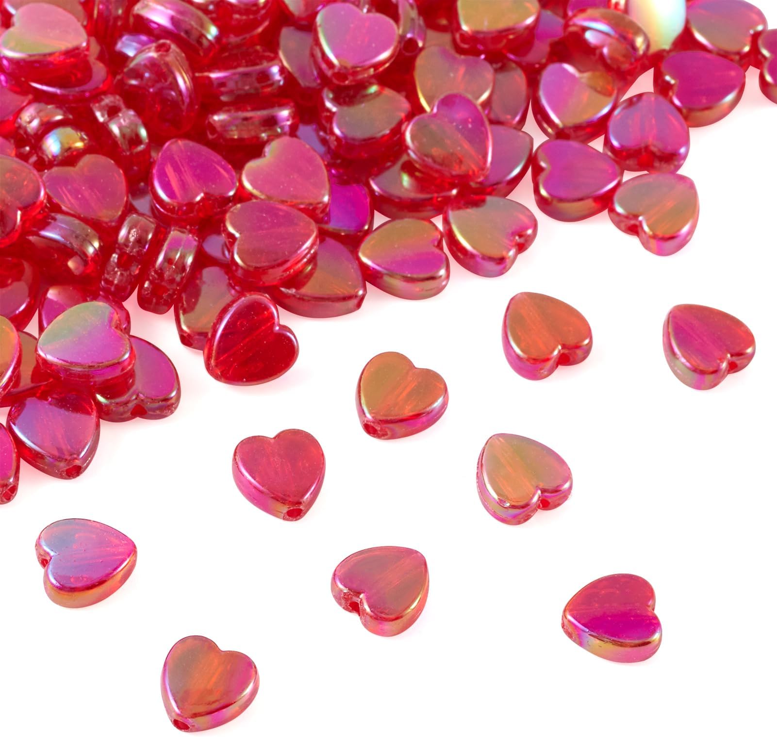 Amazon.com: 100pcs Heart Crystal Glass Beads Bulk Heart Spacer Beads ...