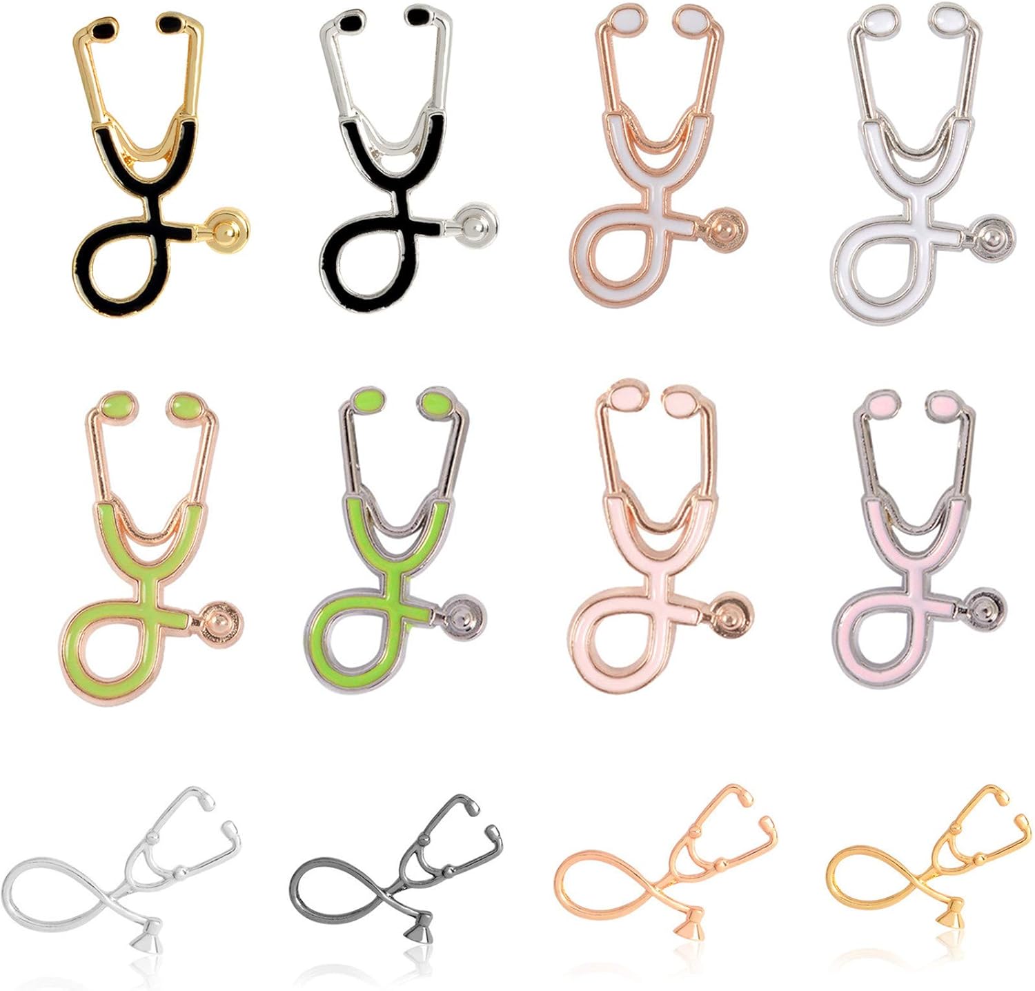 Amazon.com: 12 Pcs/Set Stethoscope Brooch Pins Stethoscope Enamel Lapel ...