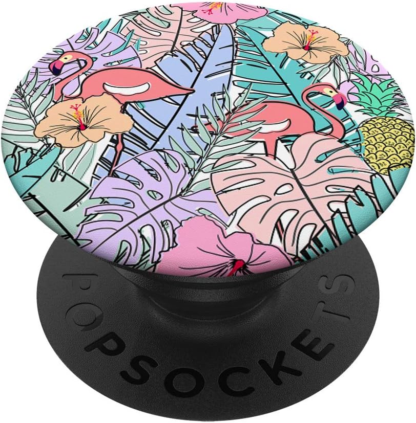 Amazon.com: Tropical Palm Leaves Flamingo Pop Socket Floral Design ...