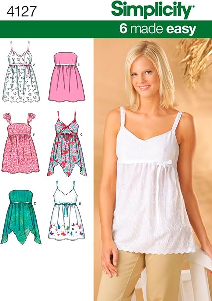 Amazon.com: Simplicity 6 Made Easy Pattern 4127 Misses Tops with Bodice ...
