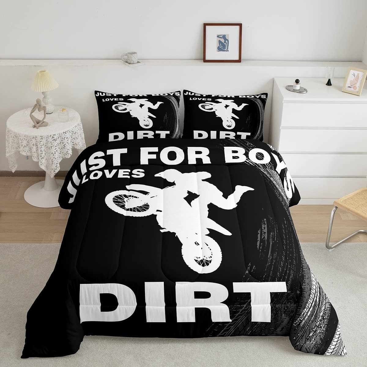 Amazon.com: Erosebridal Dirt Bike Comforter Set,Motocross Racer Bedding ...