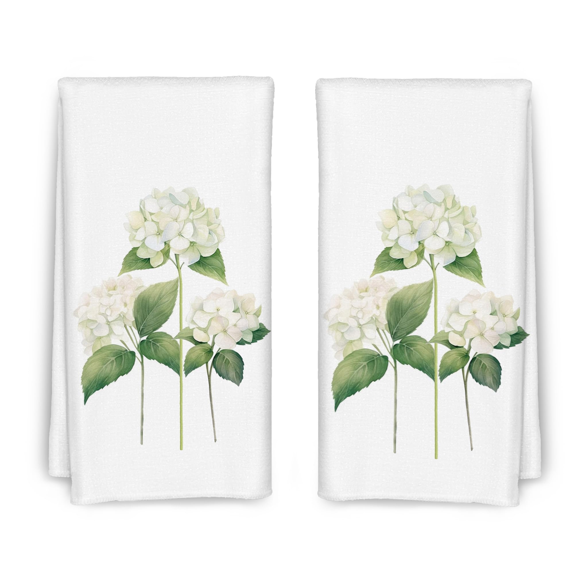 Amazon.com: CIOJUNE White Hydrangea Flowers Floral Kitchen Towels Set ...