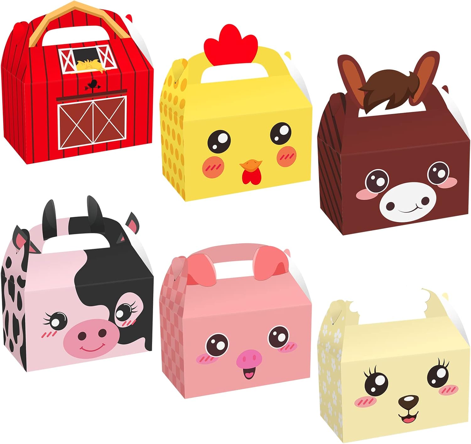 Amazon.com: Cieovo 24 Pack Farm Animal Paper Party Gift Boxes Double ...
