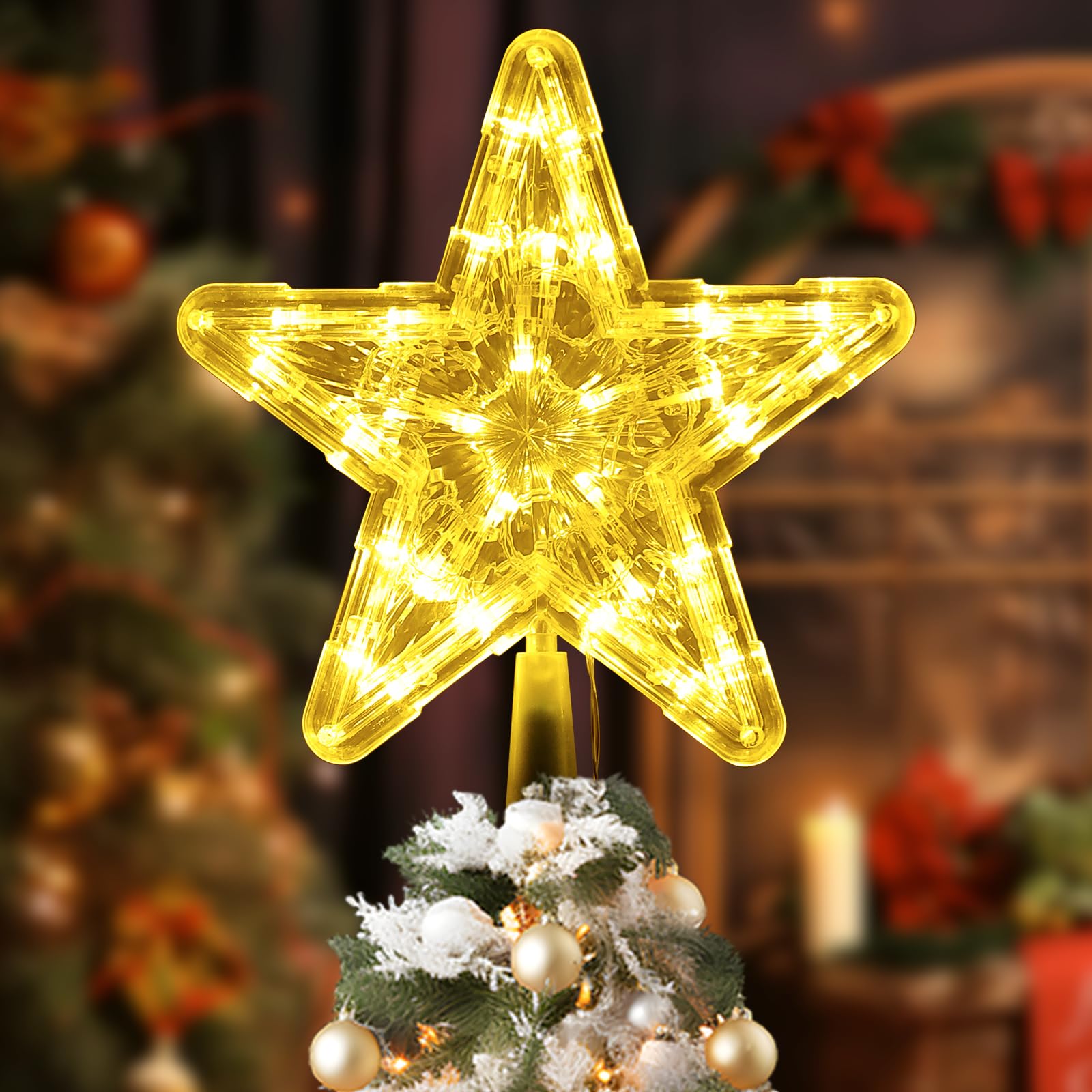 Amazon.com: Christmas Tree Topper Lighted, 9 Inch Star-Shaped Tree ...