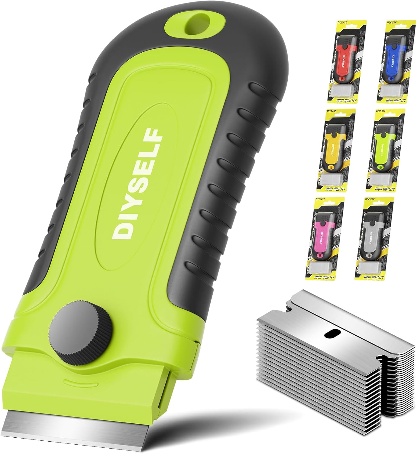 DIYSELF 1 Pack Razor Blade Scraper with 15 Extra Blades, Scraper Tool ...